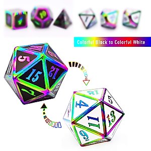 HAOMEJA DND Metal dice Color Changing Temperature dice D&D Set Dungeons and Dragons Role Playing Dice Black White