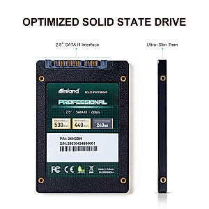 INLAND Professional 240GB SSD 3D NAND SATA III 6Gb/s 2.5" 7mm Internal Solid State Drive (240G)