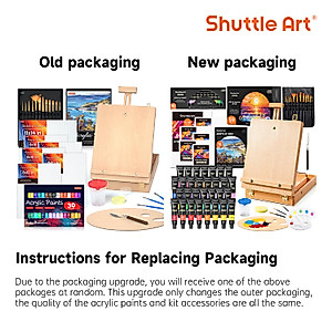 Shuttle Art Acrylic Painting Set, 59 Pack Professional Painting Supplies with Wood Tabletop Easel, 30 Colors Acrylic Paint, Canvas, Brushes, Palette, Complete Painting Kit for Kids, Adults, Artists