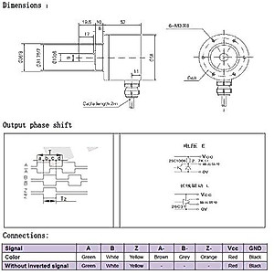 58mm Outer Diameter 10mm Optical Incremental Rotary Encoder 1024ppr 5-26V pushpull with Socket