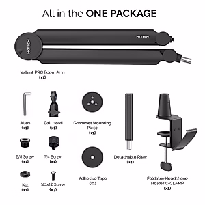 IXTECH Mic Arm Boom Arm 360° Rotatable Microphone Boom Arm Mic Boom Arm with Desk Mount, Fully Adjustable, for Podcast, Video, Gaming, Radio, Studio Recording, Sturdy and Universal VALIANT Pro