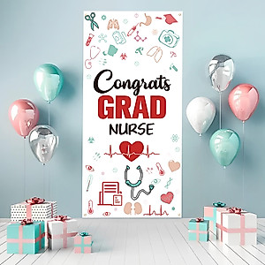 Labakita Congrats Grad Nurse Door Banner, Congrats Nurse Door Cover, Nurse Graduation Decorations, Medical School Nurse BSN RN Graduation Ceremony Decorations