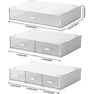 Vowcarol Desk Organizer Bathroom Organization Boxes, Desk Storage Box with 6 drawers, Plastic Makeup Organizer, Desktop Organizer for Office School Home (White)