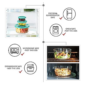 AILTEC Glass Food Storage Containers with Lids, Glass Meal Prep Containers for Lunch, ８Pack Reusable Round Container Set with Simply Lid/B