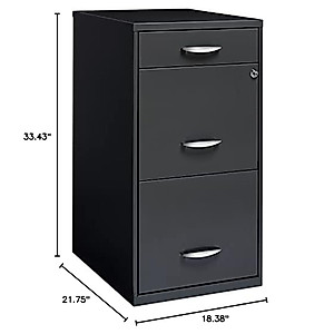 Hirsh Industries Space Solutions 18 inch 3 Drawer Metal File Cabinet with Pencil Drawer Charcoal