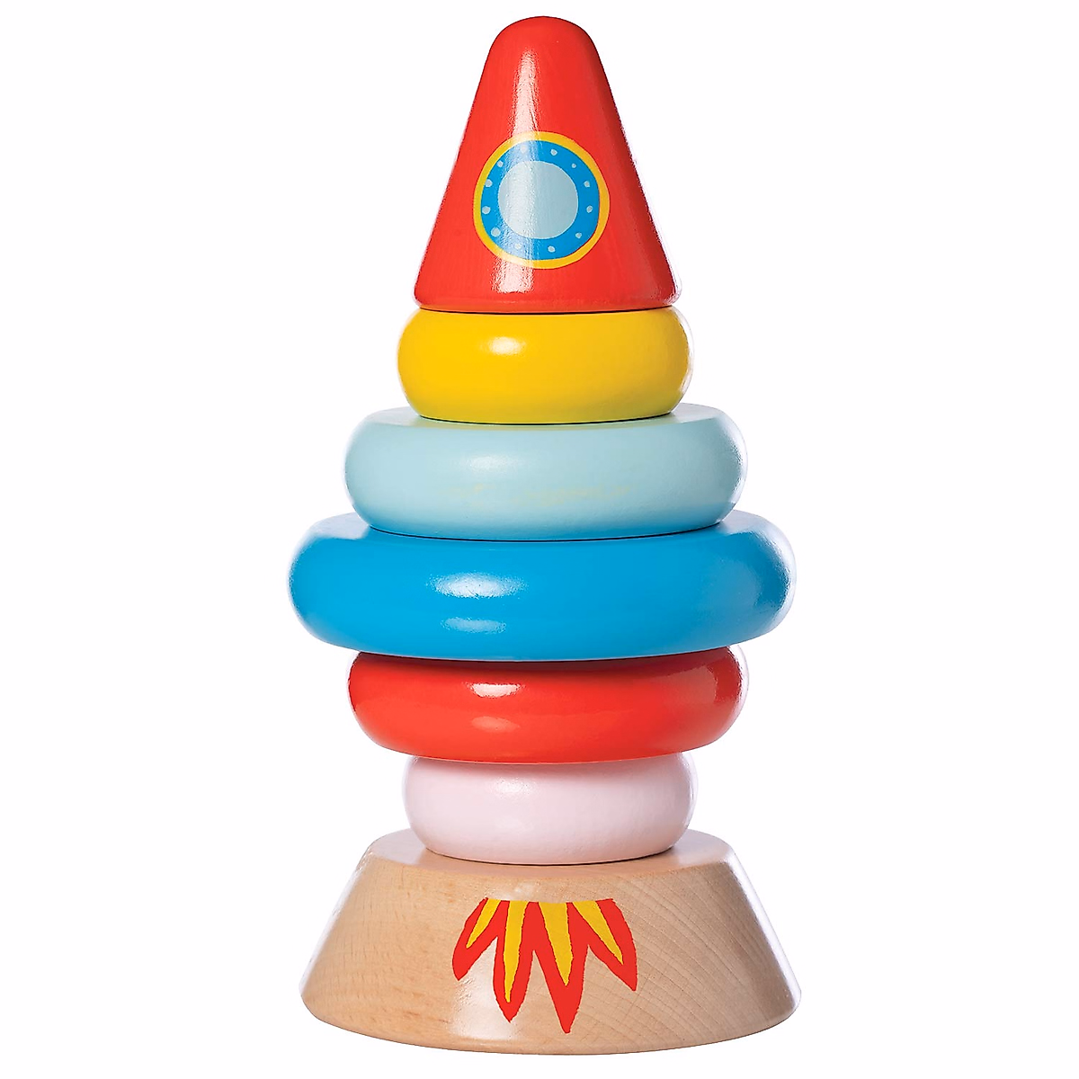 Manhattan Toy Stacker Rocket Baby and Toddler 7 Piece Magnetic Wooden Stacking Toy Set