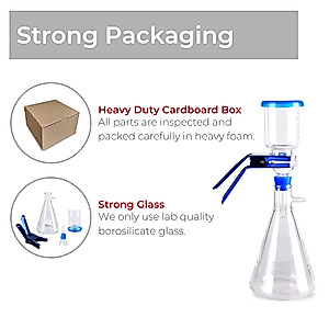 Fristaden Lab Vacuum Filtration Apparatus Kit | 1000 mL Filtering Flask | 300 mL Glass Buchner Funnel | USA Company