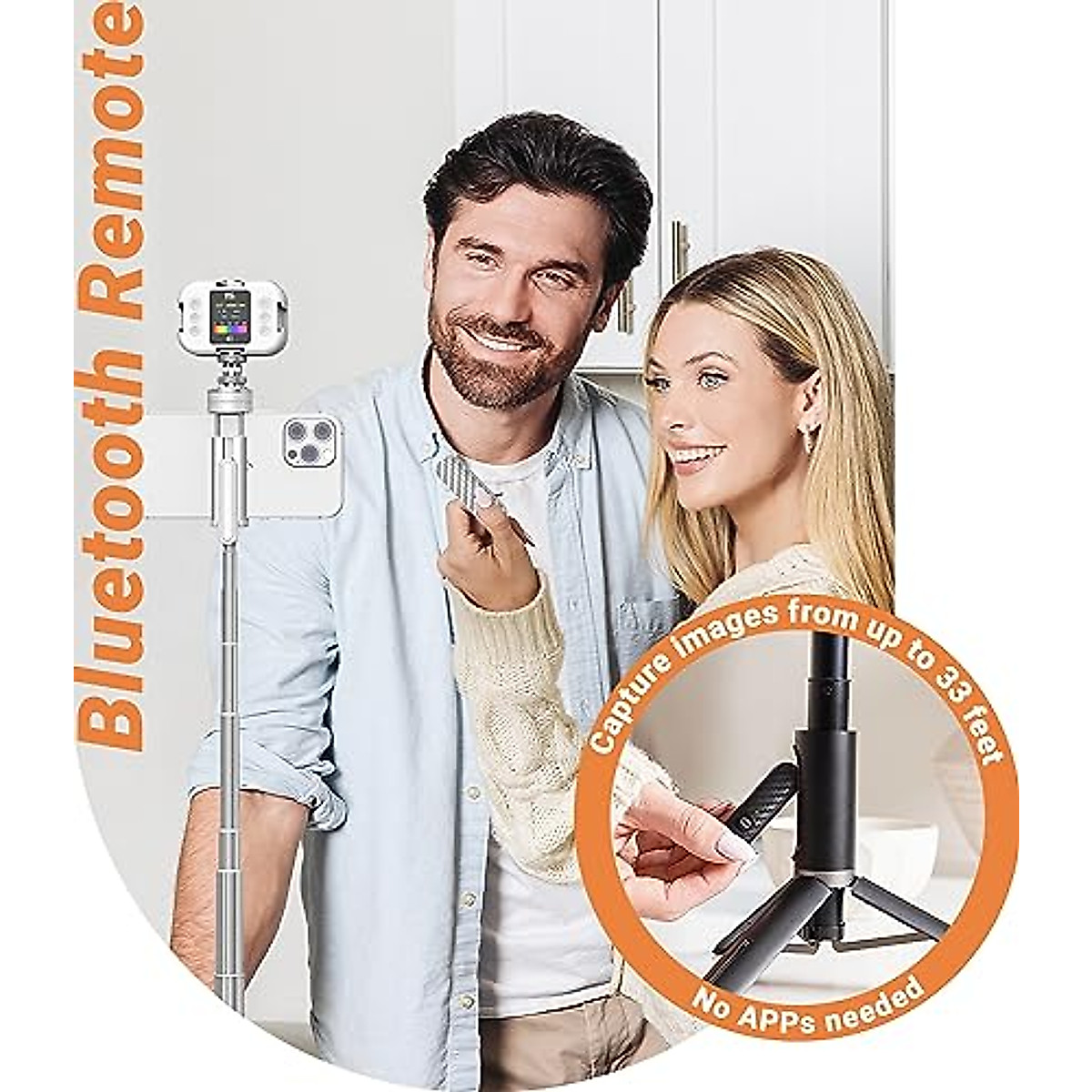 KraftGeek 33" Selfie Stick Tripod with Remote, iPhone and Android Extendable Phone Tripod, 1/4" Screw Mount for Cell Phone, Light, Camera, Anti-Shake Premium Portable Travel Phone Tripod Stand