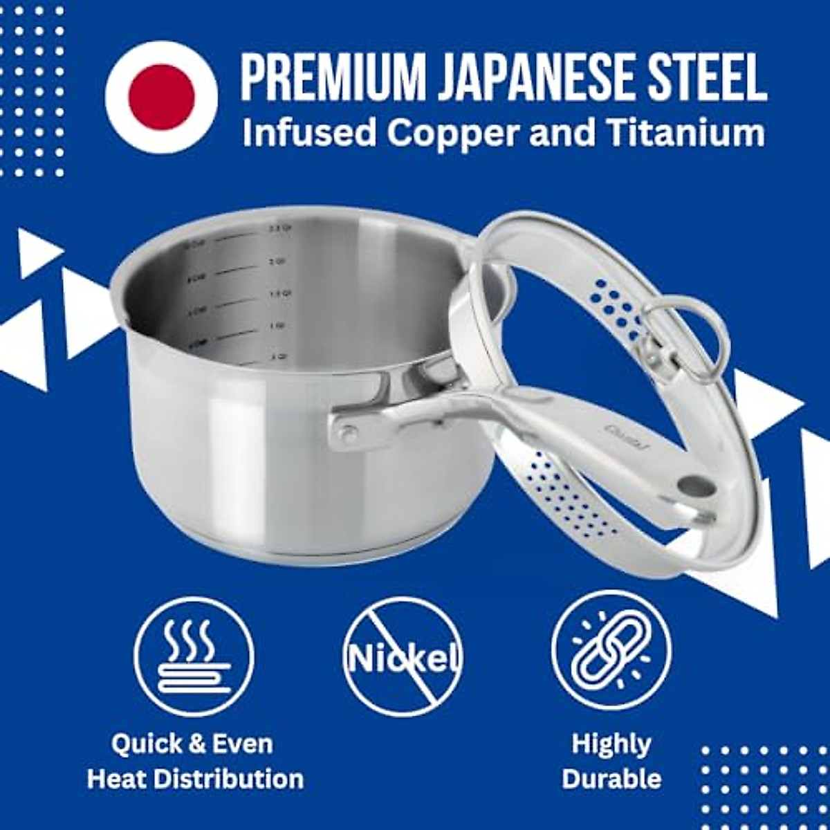 Chantal Induction 21 Steel 1.25 qt SaucePan with Tempered Glass Lid, Brushed Stainless Steel