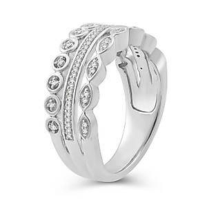 Jewelili Sterling Silver 1/6 Cttw Natural White Round Diamonds Stackable Anniversary Ring, Size 7