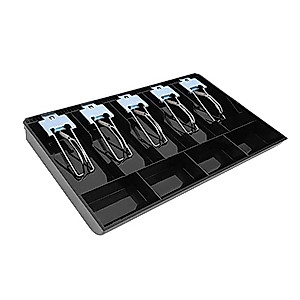 Money Tray Cash Register Drawer Insert Tray Portable Currency Till Replacement Money Organizer Storage Box with 5 Bills 4 Coins Compartments (5 Bills 4 Coins Metal Clip)