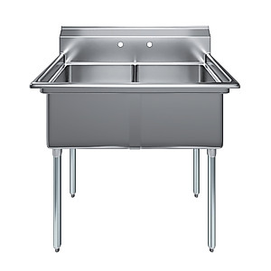 18" X 18" X 12" TWO COMPARTMENT STAINLESS STEEL COMMERCIAL KITCHEN PREP & UTILITY SINK | NSF (Without Side Drainboard)