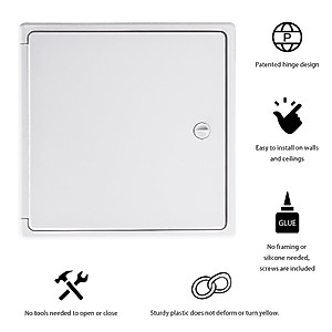 EASY-EXS Access Panel 8x8 with Door (Max Service Opening 6.5x6.5) Plastic White (Medium 8''x8'')