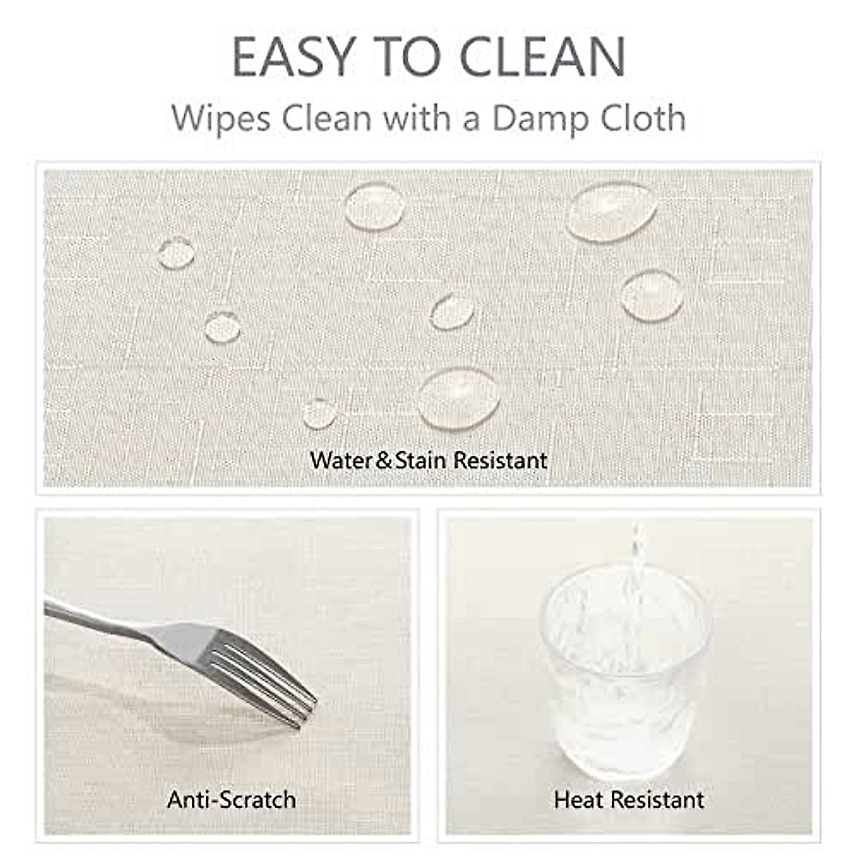 Veblandy Rectangle Tablecloth 52x70 inch Linen Textured Waterproof Table Cloth Stain and Wrinkle Resistant Washable, Decorative Fabric Table Cover for Outdoor and Indoor Use, Ivory