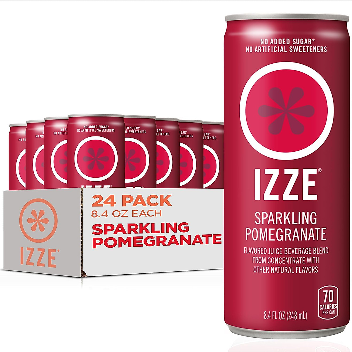 Izze Sparkling Juice, Pomegranate, 8.4 Fl Oz (Pack of 24)