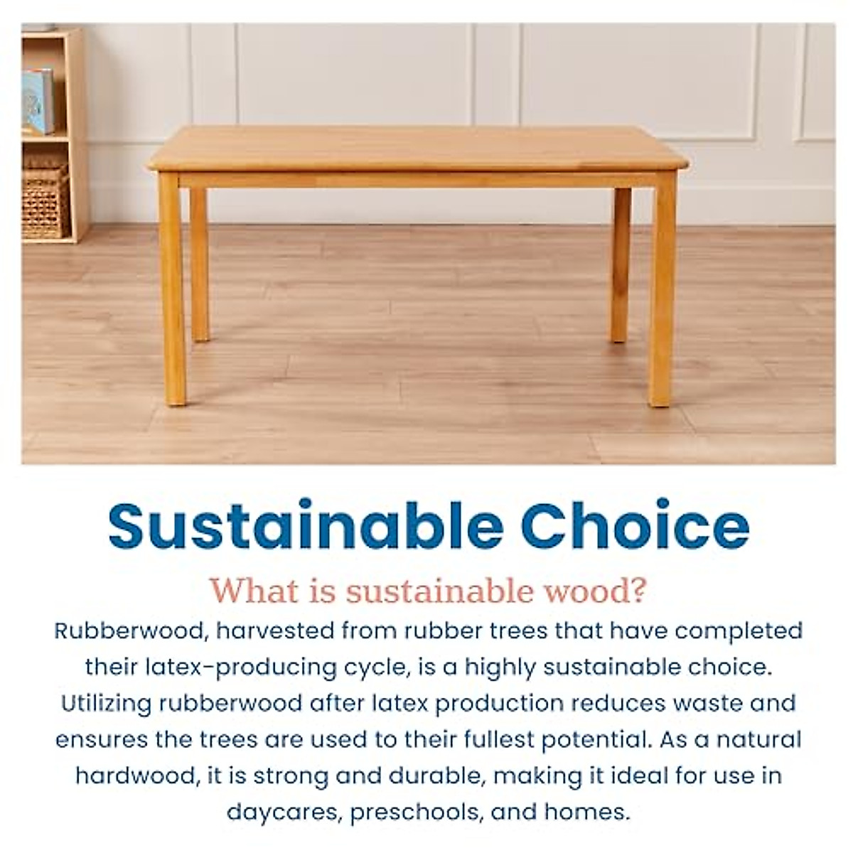 ECR4Kids 24in x 48in Rectangular Hardwood Table with 22in Legs, Kids Furniture, Honey