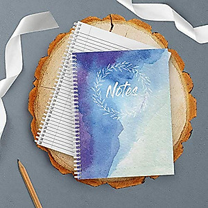 Softcover Watercolor Notes 8.5" x 11" Spiral Notebook/Journal, 120 College Ruled Pages, Durable Gloss Laminated Cover, White Wire-o Spiral. Made in the USA