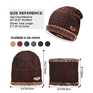 6 Pack Winter Beanie Hat Scarf Set Stylish Knit Skull Caps for Men Women Fleece Thick Lined Neck Warmer, 6 Colors