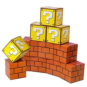 SUYEPER Super Theme Treat Boxes For Birthday Party Favors Decorations Supplies Brick and Question Boxes Party Gifts (24PCS)