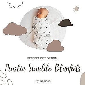 100% Muslin Swaddle Blankets,Baby Swaddling Blankets for New Born, Baby Receiving Blankets Unisex, Soft, Warm and Cosy Baby Blankets Pack of 4, Size 47 x 47 inches,Gift for New Mom Animal Cloud
