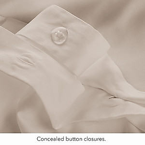 Nate Home by Nate Berkus 200TC 3-Piece Cotton Percale Duvet Cover | Crisp, Cool, Breathable Bedding Set from mDesign - Full/Queen Size - 1 Duvet Cover/2 Pillow Shams, Fossil (Beige)