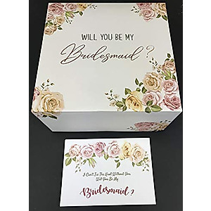 Bridesmaids Proposal Gift Boxes Set of 8 with Rose Gold Foil Letters & Proposal Cards to Ask Bridesmaids, Maid & Matron of Honor & Flower Girl (5 Bridesmaids, 1 MatronH, 1 MaidH, 1 FlowrGrl, 8)