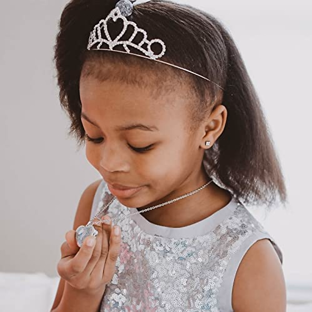 Purple Unicorn & Silver Heart Locket Necklace | Sparkly Glitter Animal Pendant | Secret Inside Storage | Silver Tone Chain |