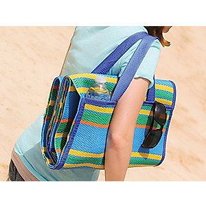 Camco Handy Mat with Strap, Perfect for Picnics, Beaches, RV and Outings, Weather-Proof and Resistant (Blue/Green - 60" x 78") - 42805