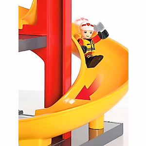 BRIO 33833 World Central Fire Station - Interactive Toy Set with Fire Truck and Accessories | Light and Sound Features | Compatibility with All BRIO Railway Toys | Safety Tested | for Kids Ages 3+