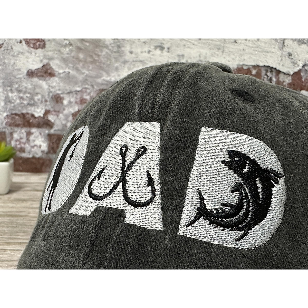 Hepandy Embroidered Fishing Dad Hat for Men, Gift for Father Daddy Papa, Washed Black Embroidery Trucker Hats Baseball Cap
