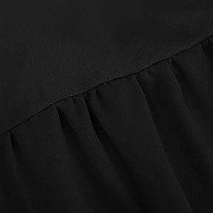 Womens Going Out Tops Empire Waist V-Neck Long Puff Sleeve Shirts Solid Color Slim fit Classic Business Casual tees