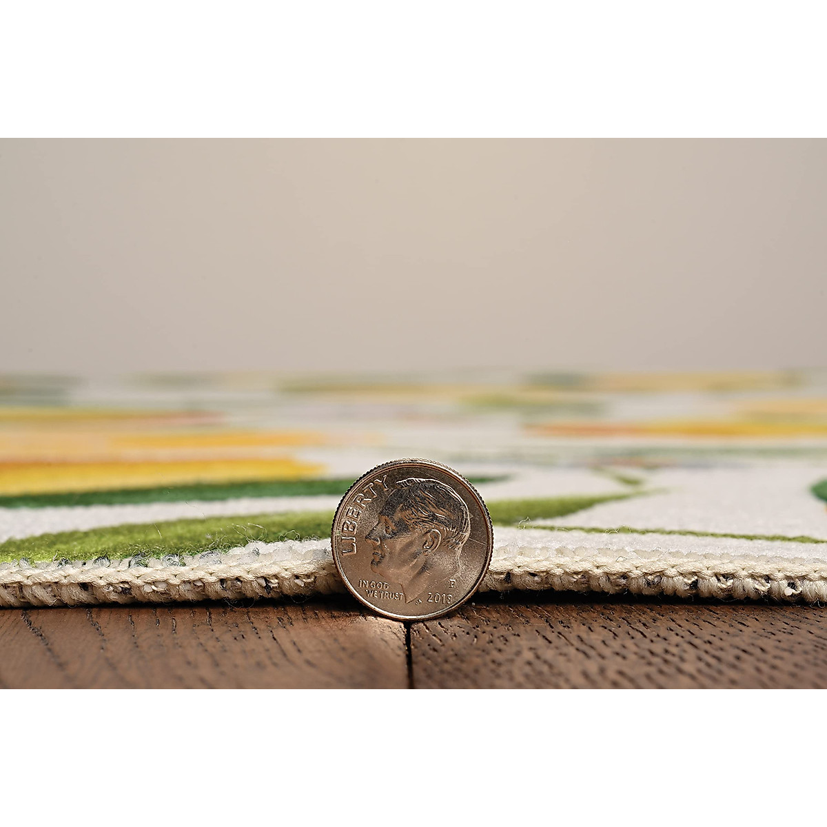 Linon The Anywhere Washable Rug Wesley Ivory/Yellow 5' X 7' Area Rug