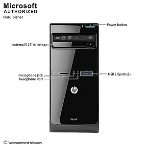 HP Pro 3405 Tower Desktop Business PC, AMD Series A4 3420 2.8GHz, 8G DDR3, 2T, WiFi, BT 4.0, DVD, Windows 10 64-Multi-Language Support English/Spanish/French (Renewed)