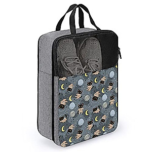 Frcavbin Cats Astronauts Wear Helmets Travel Shoe Bag Shoes Carrier with Handle and Zipper Foldable Shoe Puches Organizer for Home storage School starts