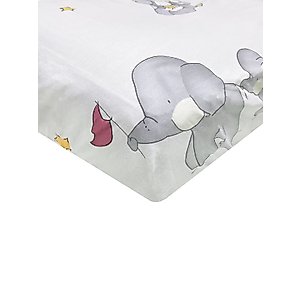 Delbree 100% Cotton Fitted Crib Sheet for Boys or Girls, Soft Baby Sheet, Standard and Toddler Mattress Cover, Elephant Stars, 28x52in, 52x28