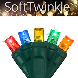 SoftTwinkle Slow Twinkling Christmas Lights, Soft Twinkle String Lights Pulsing Christmas Lights (50 Lights, 17 Ft, Warm White/White Wire)