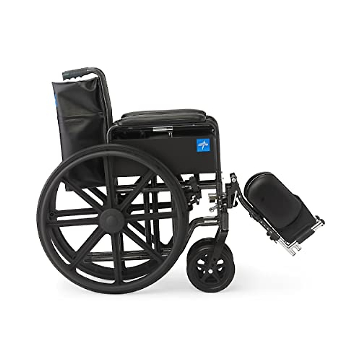 Medline K1 Basic Vinyl Wheelchair with Full-Length Arms and Elevating Leg Rests, 18-Inch Wide Seat