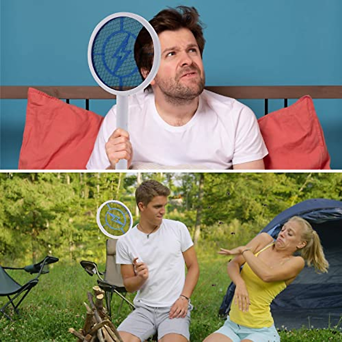 Lanpuly Electric Fly Swatter, Bug Zapper Mosquito Killer for Indoor Outdoor, 4000 Volt Electric Fly Killer Pest Insects Control Racket Zap with Base for Mosquito Gnat Fly Wasp, Safe to Touch