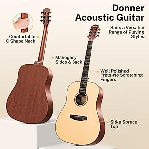 Donner Guitar Neck Rest Cradle,Donner Acoustic Guitar for Beginner Adult Full Size Dreadnought Acustica Guitarra