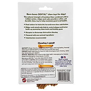 SPOT Bam-Bones Dental Bone - Made with Bamboo Fiber and a Massaging Rubber Center, Durable Oral Care Dog Chew for Light Chewers & Teething Puppies Under 25lbs, 6in Allergen Free Peanut Butter Flavor