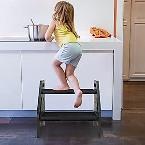 Nursery Step Stool for Kids, 2 Step Toddler Step Stool with Openwork Stars, Toddler Potty Training Step Stool, Kitchen Step Stool with Non-Slip Step Treads and 4 Cutout Handles, Toddler Step Stool