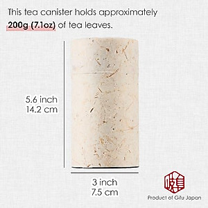 Product of Gifu Japan Japanese Mino Washi Paper Tea Tin Canister - Natural, Airtight Double Lids Storage Container
