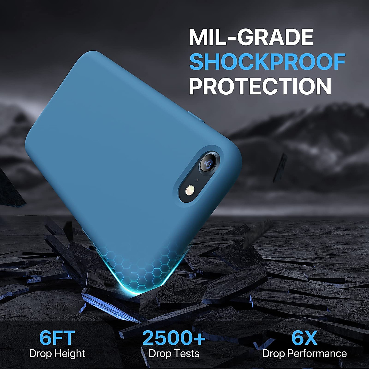 Miracase Ultra Slim Designed for iPhone SE Case 2022(3rd Gen)/iPhone SE 2020 Case(2nd Gen)/iPhone 7 Case/iPhone 8 Case with Screen Protector, Multi-Color Silicone Shockproof Phone Case(Capri Blue)