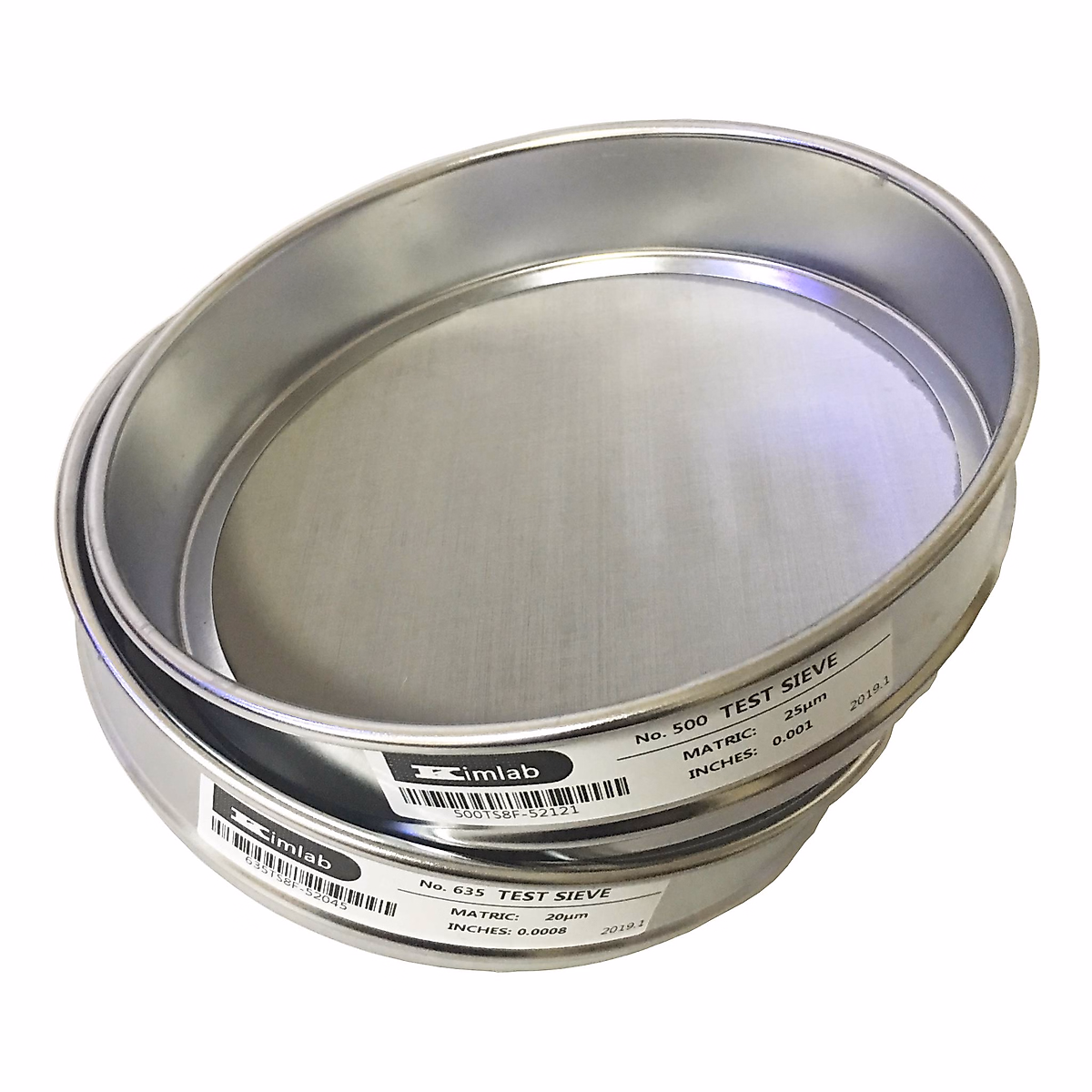 KimLab Economy Test Sieve #325 / 45μm Mesh Size,304 Stainless Steel Wire Cloth, 8" Diameter