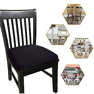 Big Hippo Chair Pads, Memory Foam Chair Seat Cushion Non Slip Rubber Back Thicken Chair Padding with Elastic Bands for Home Office Outdoor Seats (Black-1pc)