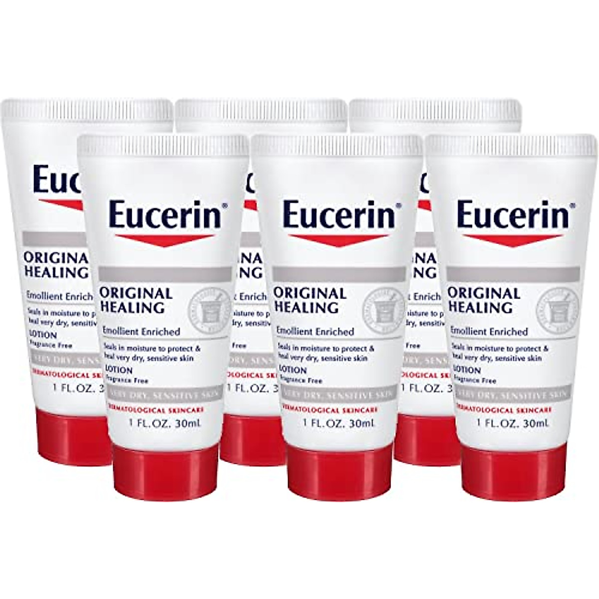 Eucerin Original Healing Soothing Repair Rich Lotion Fragrance Free Dry Skin 1 Oz Travel Size (Pack of 6)