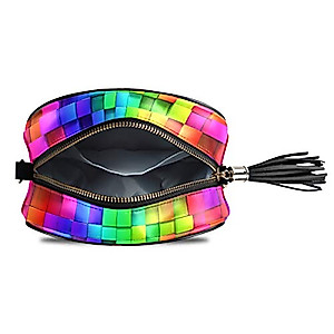 ALAZA Women's Rainbow of Colorful Boxes Cross Body Bag Chain Shoulder Handbag Purse with Tassel