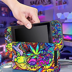 HK Studio Game Console Switch Skins - Hippie Game Console Switch Stickers with No Bubble, Waterproof - Game Console Switch Wrap Skin - Including Skin for Joy-Cons, Dock, Grip and Console