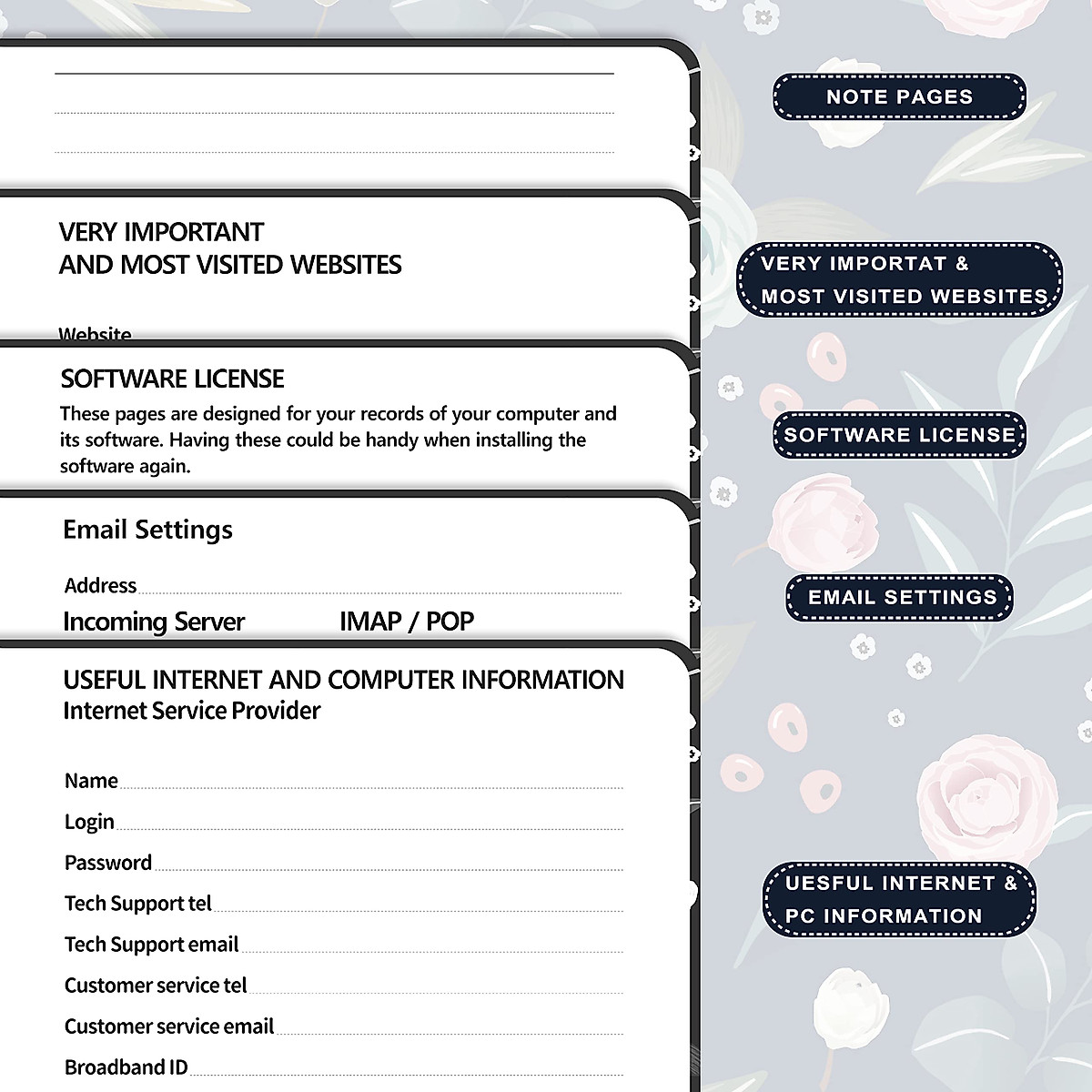 Password Book - Password Book With Alphabetical Tabs, 5.1'' X 6.8'' Small Password Book Keeper, Password Notebook With Elaastic Clourse, Inner Pocket, Penloop, For Website, Username