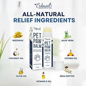 Dog Paw Pad Balm – Natural Pet Paw Balm Stick for Dry, Itchy, Cracked Irritated Skin – Paw Protector Moisturizes & Soothes Paws, Nose, Elbows – Lick Safe Itchy Skin Relief for Dogs, Cats, Made in USA